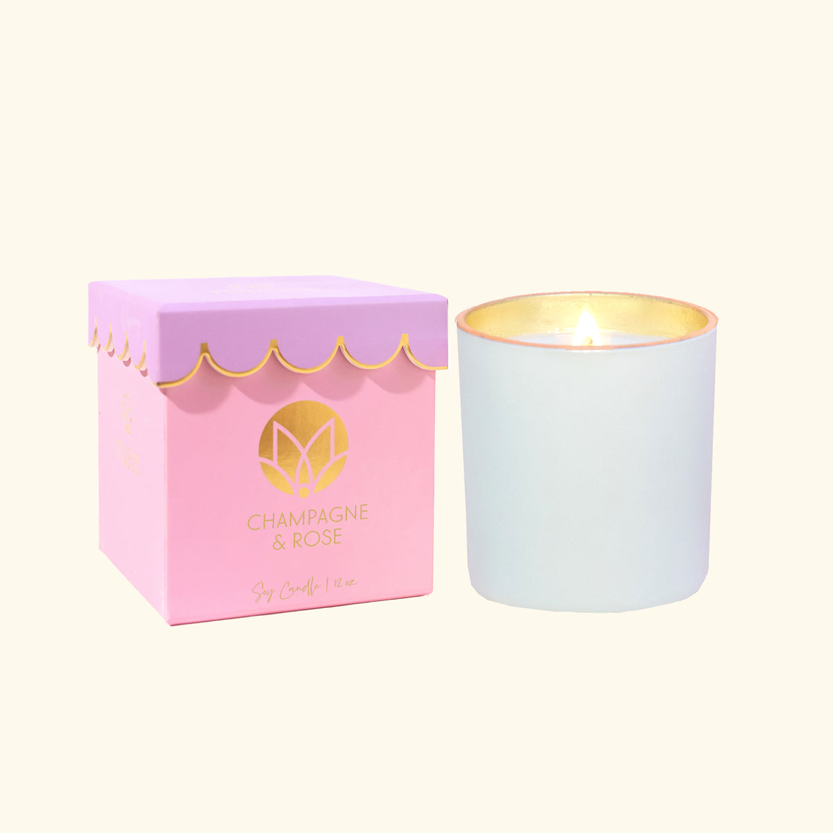 Champagne & Rose Scalloped Candle – Musee Bath