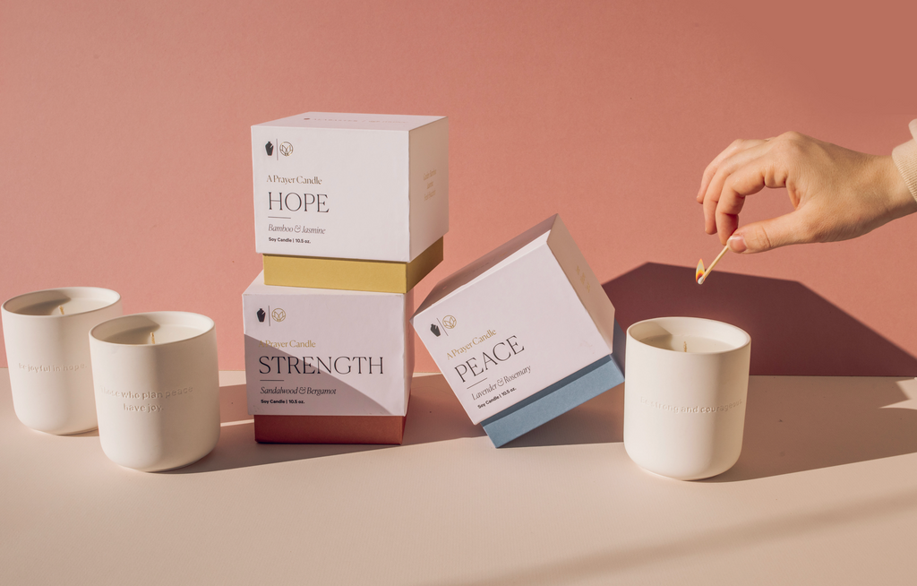 Alabaster X Musee Prayer Candle Trio | Musee Bath